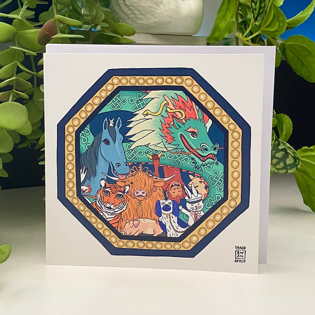 Family Portrait – Chinese Zodiac Animals Card | The Red Door Gallery